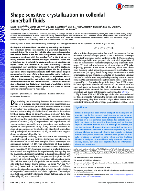 (PDF) Shape-sensitive crystallization in colloidal superball fluids