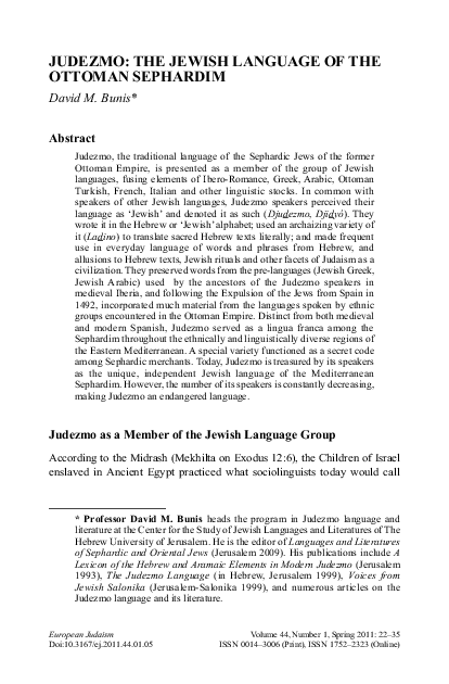 (PDF) Judezmo: The Jewish Language of the Ottoman Sephardim