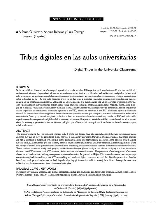 (PDF) Digital tribes in the university classrooms