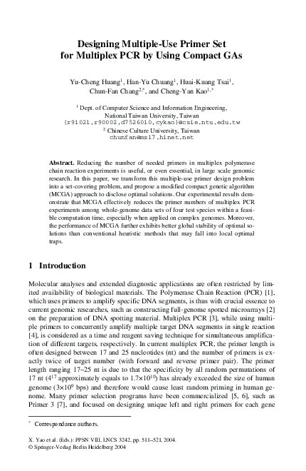 Pdf Designing Multiple Use Primer Set For Multiplex Pcr By Using