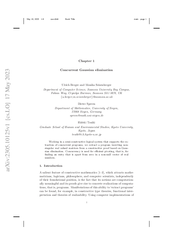 (PDF) Concurrent Gaussian Elimination