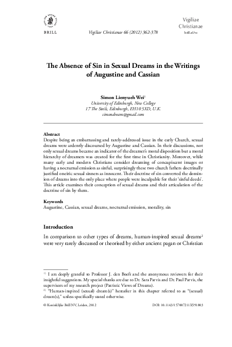 (PDF) The Absence of Sin in Sexual Dreams in the Writings of Augustine ...