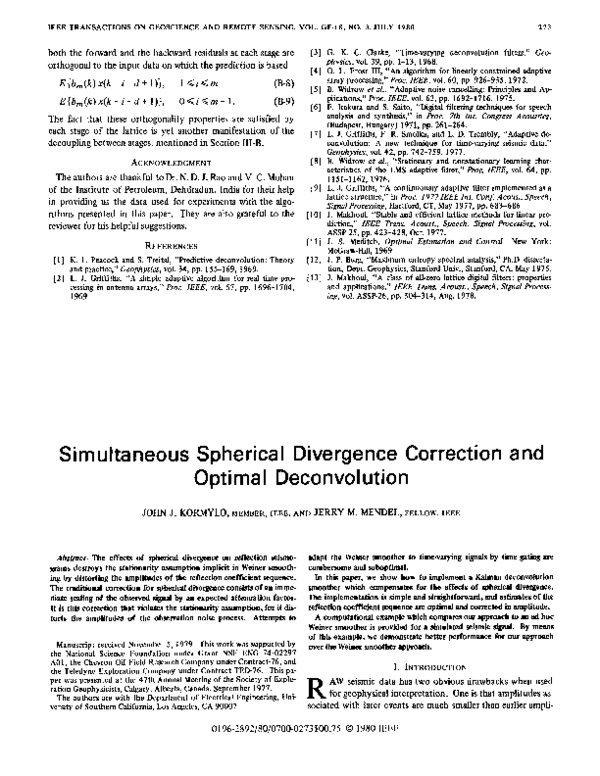 (PDF) Simultaneous Spherical Divergence Correction and Optima Deconvolution