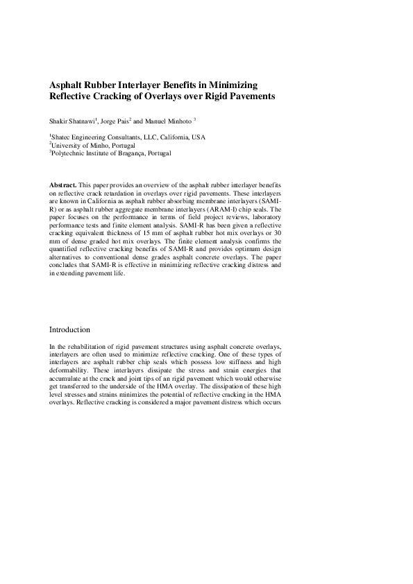 (PDF) Asphalt Rubber Interlayer Benefits in Minimizing Reflective ...
