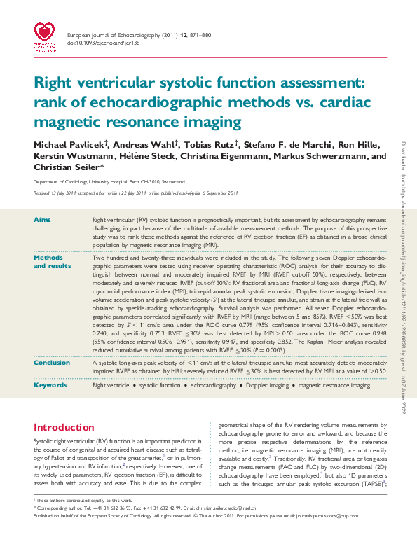 (PDF) Right ventricular systolic function assessment: rank of ...