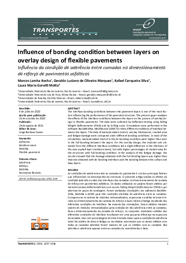 (PDF) Influence of bonding condition between layers on overlay design ...