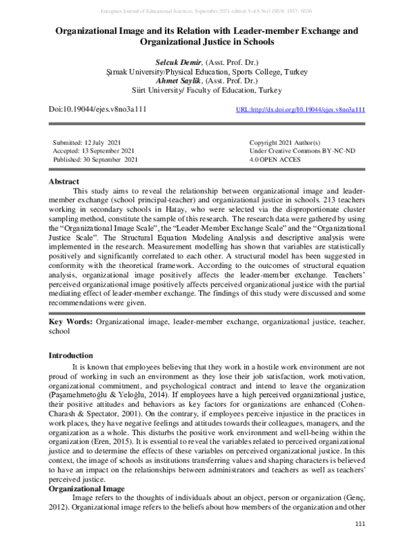 (PDF) Organizational Image and its Relation with Leader-member Exchange and Organizational ...