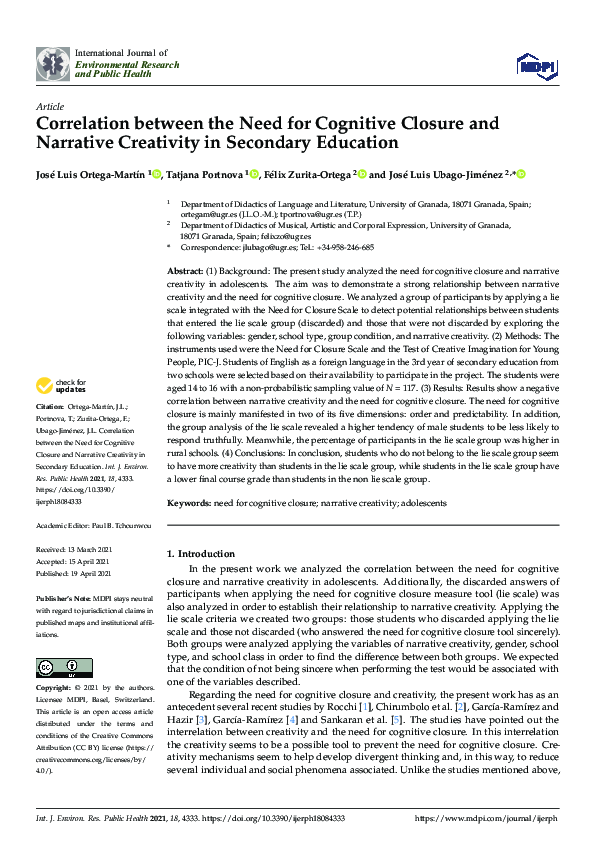 (PDF) Correlation between the Need for Cognitive Closure and Narrative ...