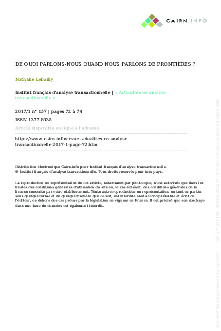 (PDF) De quoi parlons-nous quand nous parlons de frontières