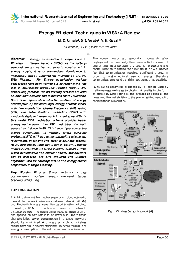 (PDF) Energy Efficient Techniques in WSN: A Review (PDF) Energy Efficient Techniques in WSN: A Review