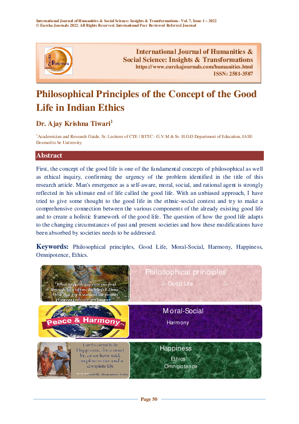 (PDF) Philosophical Principles of the Concept of the Good Life in ...