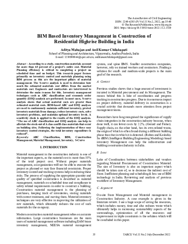 (PDF) BIM Based Inventory Management in Construction of Residential ...