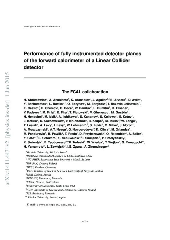 (PDF) Performance of fully instrumented detector planes of the forward ...