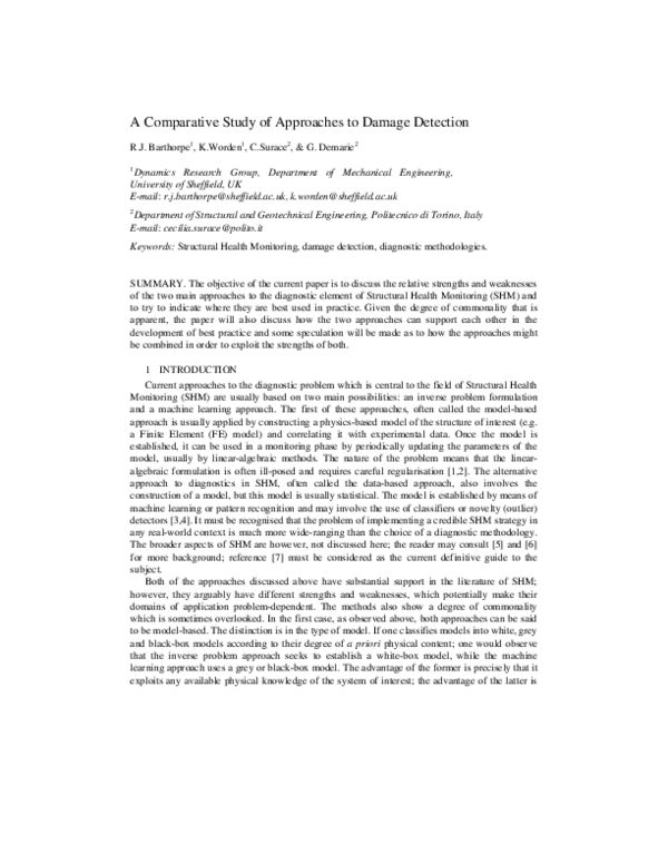 (PDF) A Comparative Study of Approaches to Damage Detection