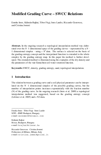(PDF) Modified Grading Curve – SWCC Relations