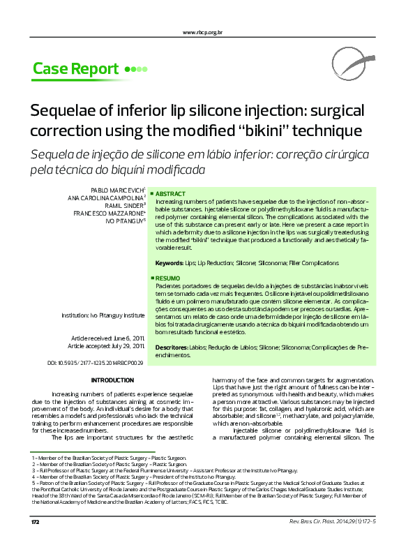(PDF) Sequelae of inferior lip silicone injection: surgical correction ...