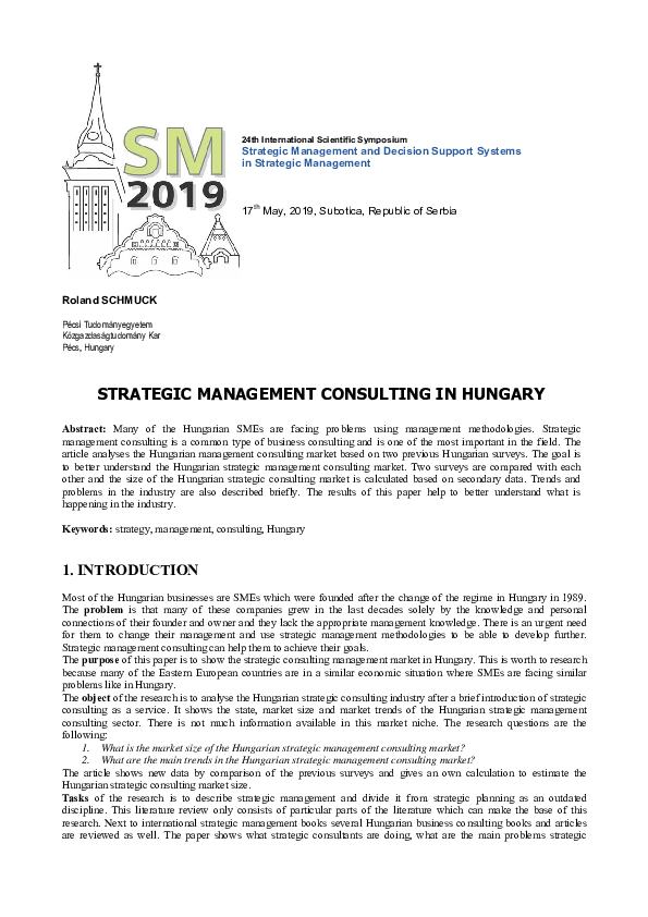 (PDF) Strategic Management Consulting in Hungary