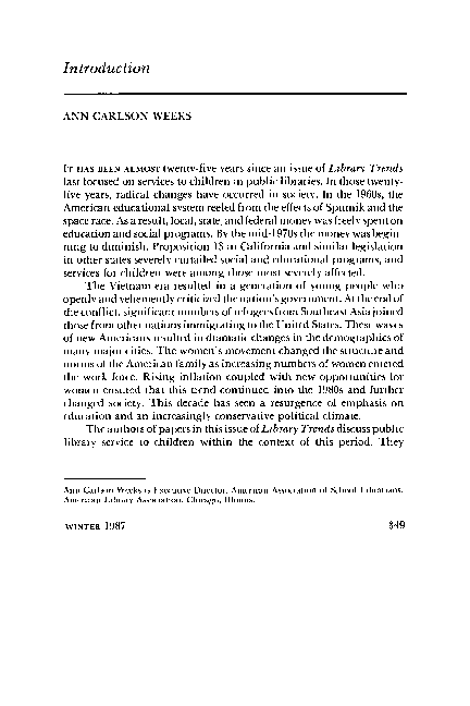 (PDF) Introduction to Library Trends 35 (3) Winter 1987: Current Trends ...