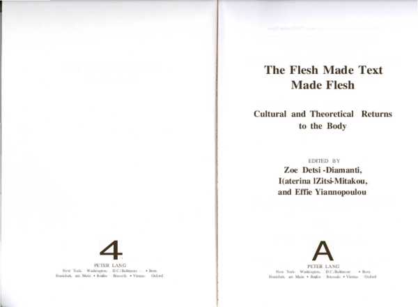 (PDF) The Flesh Made Text Made Flesh Cultural and Theoretical Returns ...