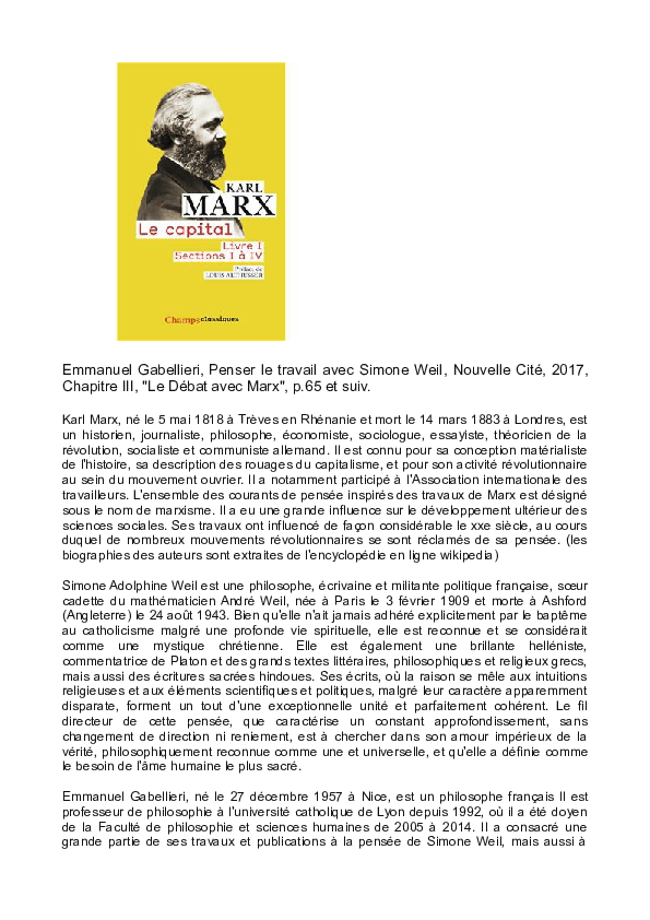 (PDF) Simone Weil, lectrice de Karl Marx