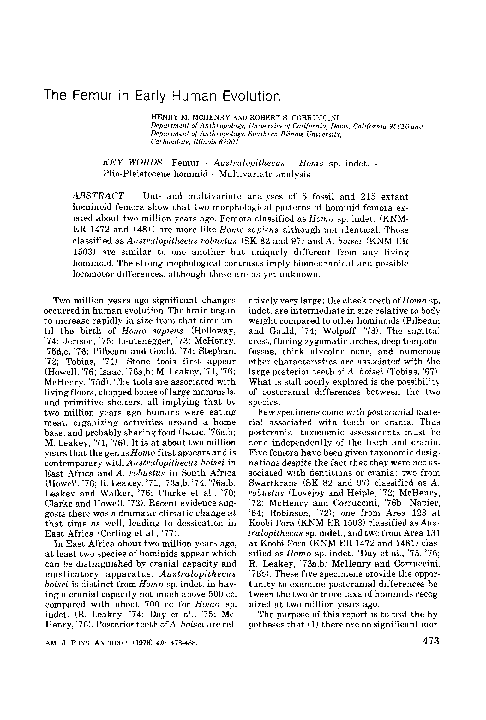 (PDF) The femur in early human evolution