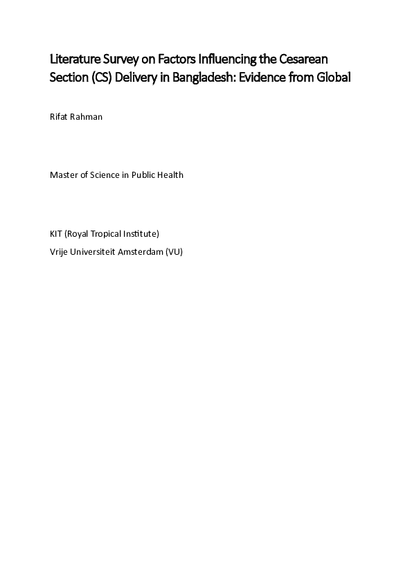 (PDF) Literature Survey on Factors Influencing the Cesarean Section (CS ...