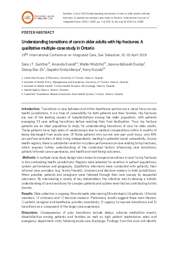 (PDF) Understanding transitions of care in older adults with hip ...