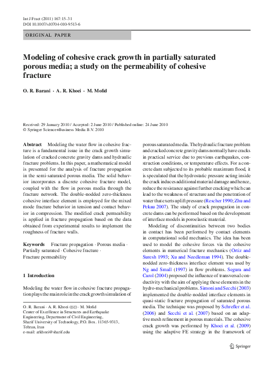 (PDF) Modeling of cohesive crack growth in partially saturated porous media; a study on the ...
