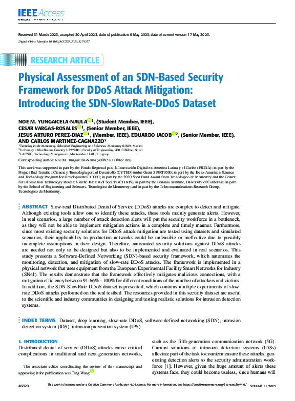 (PDF) Physical Assessment of an SDN-Based Security Framework for DDoS Attack Mitigation ...