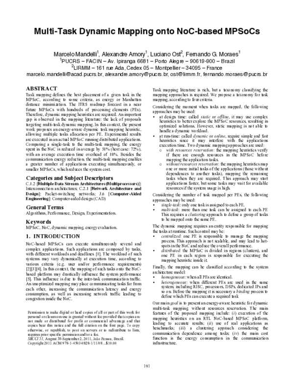 (PDF) Multi-task dynamic mapping onto NoC-based MPSoCs | Luciano Ost - Academia.edu