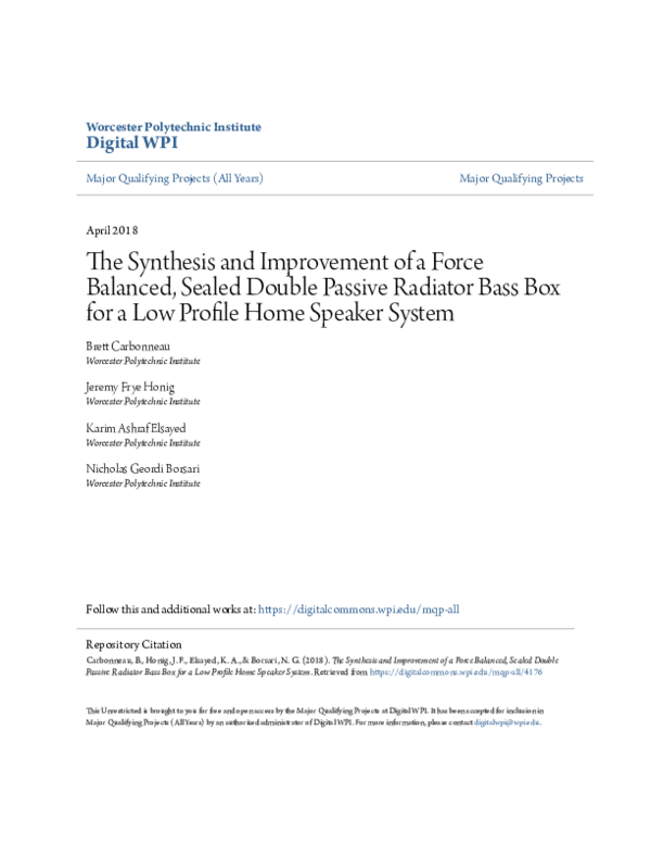 (PDF) The Synthesis and Improvement of a Force Balanced, Sealed Double ...