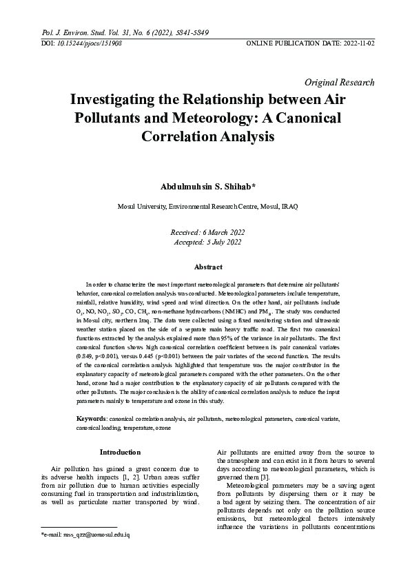 Pdf Investigating The Relationship Between Air Pollutants And