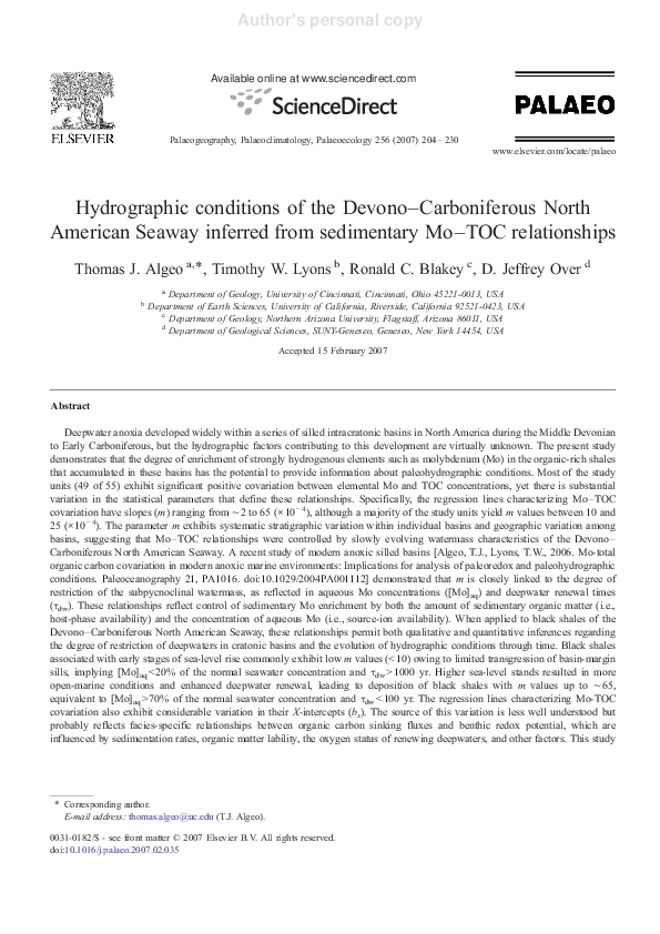 (PDF) Hydrographic conditions of the Devono–Carboniferous North ...