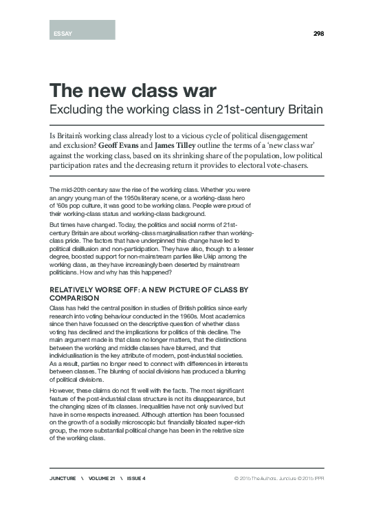 (PDF) The new class war: Excluding the working class in 21st-century ...