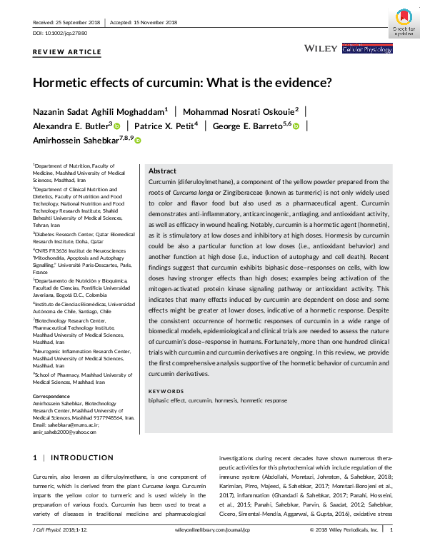 (PDF) Hormetic effects of curcumin: What is the evidence?