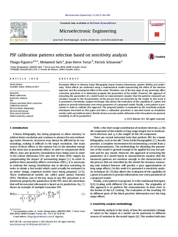 (PDF) PSF calibration patterns selection based on sensitivity analysis
