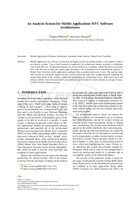 (PDF) An Analysis System for Mobile Applications MVC Software Architectures