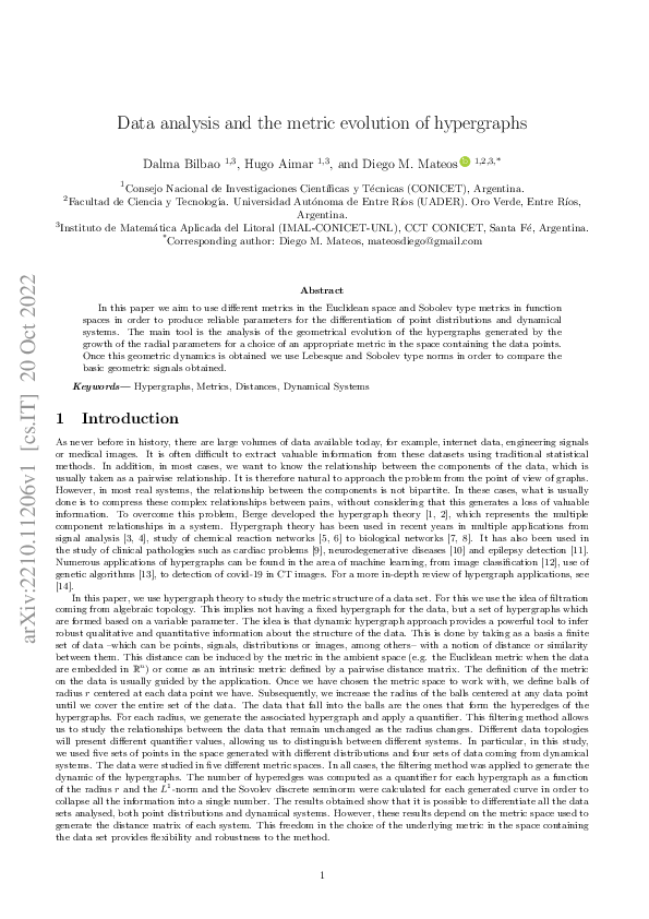 (PDF) Data analysis and the metric evolution of hypergraphs