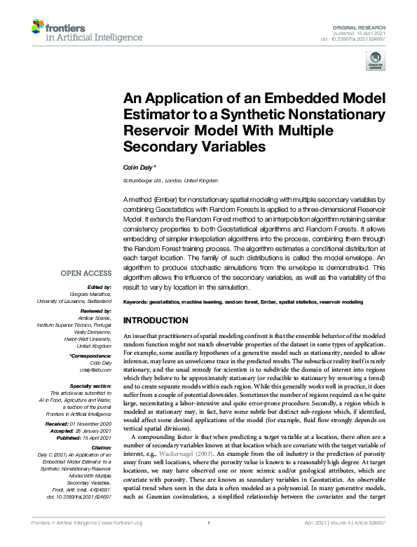 (PDF) An Application of an Embedded Model Estimator to a Synthetic Nonstationary Reservoir Model ...