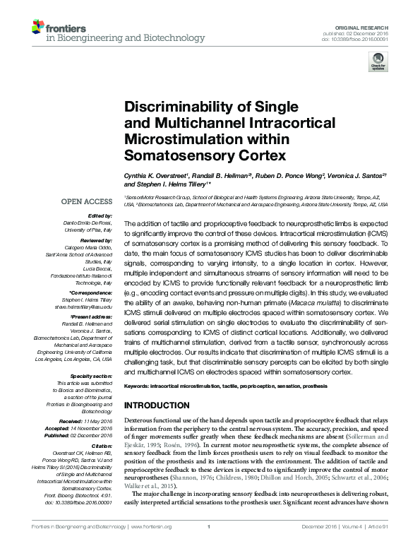 (PDF) Discriminability of Single and Multichannel Intracortical ...
