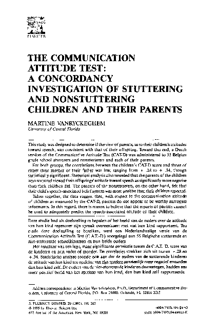 (PDF) The Communication Attitude Test: A concordancy investigation of ...
