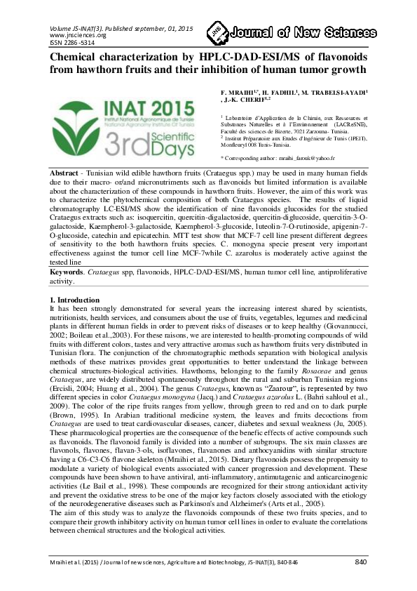 (PDF) Chemical characterization by HPLC-DAD-ESI/MS of flavonoids from hawthorn fruits and their ...