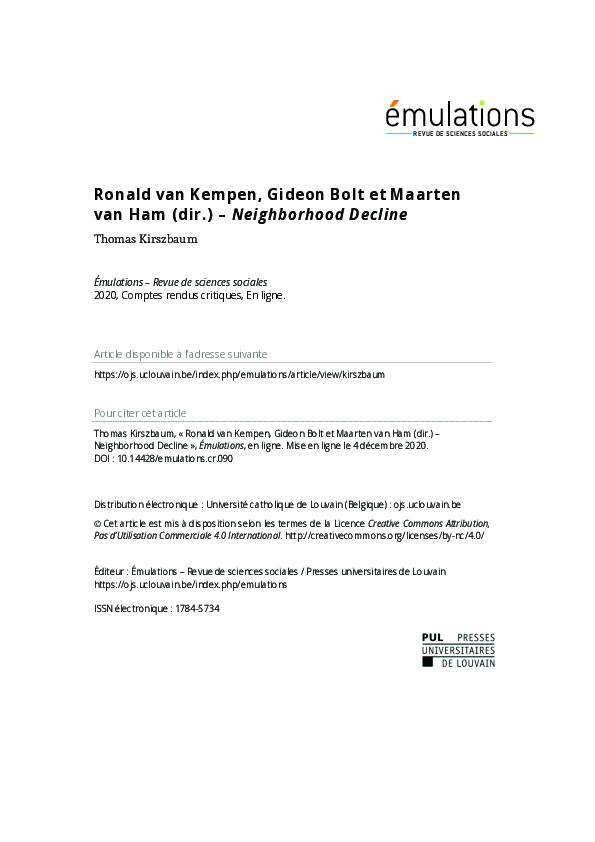 (PDF) Neighborhood Decline - Ronald van Kempen, Gideon Bolt et Maarten ...