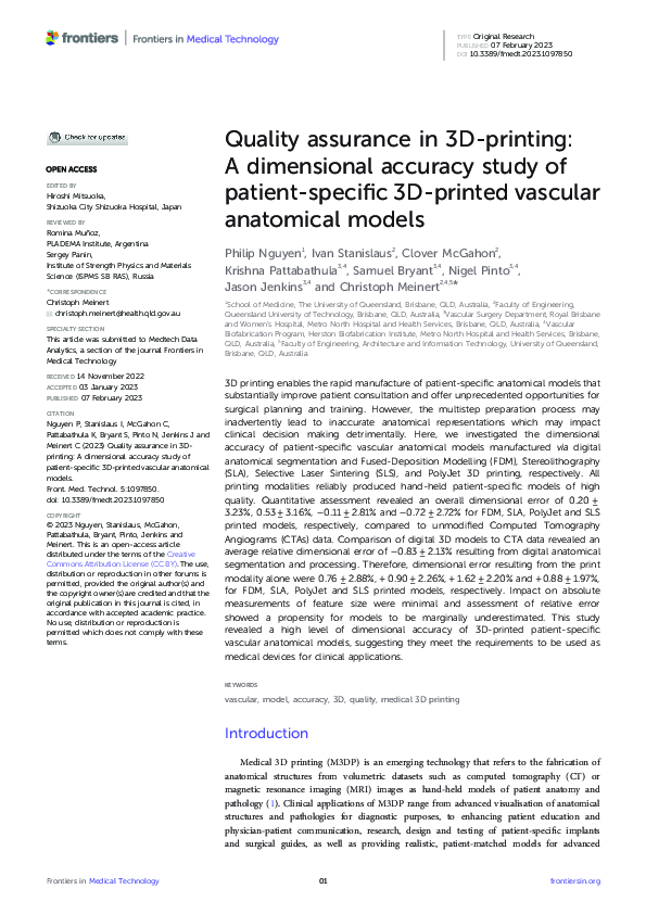 (PDF) Quality assurance in 3D-printing: A dimensional accuracy study of patient-specific 3D ...