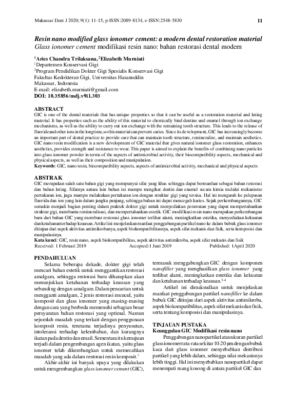 (PDF) Resin nano modified glass ionomer cement: a modern dental ...
