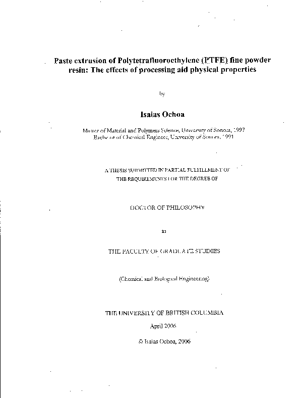 Pdf Paste Extrusion Of Polytetrafluoroethylene Ptfe Fine Powder Resin The Effects Of