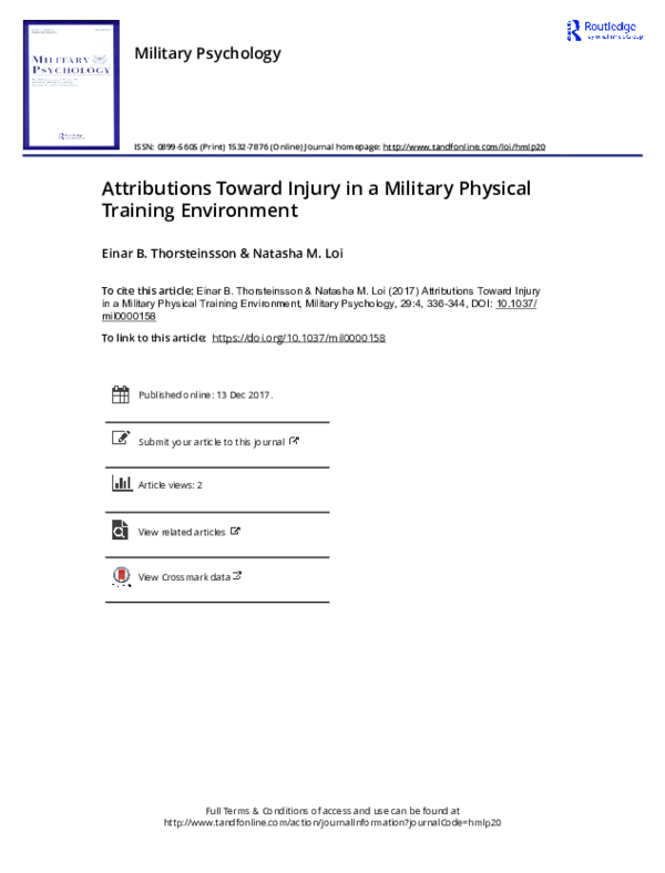 (PDF) Attributions Toward Injury in a Military Physical Training ...