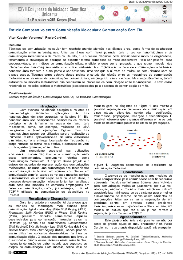 (PDF) Estudo comparativo entre comunicação molecular e comunicação sem fio