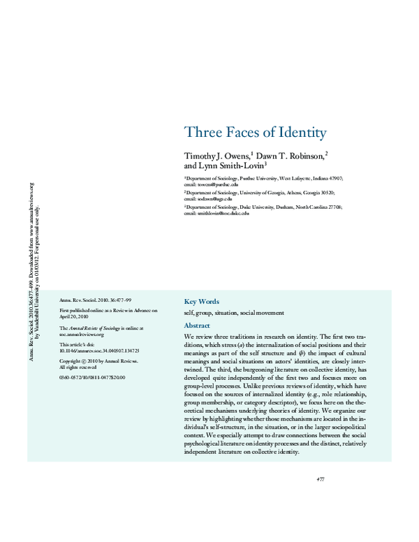 (PDF) Three Faces of Identity