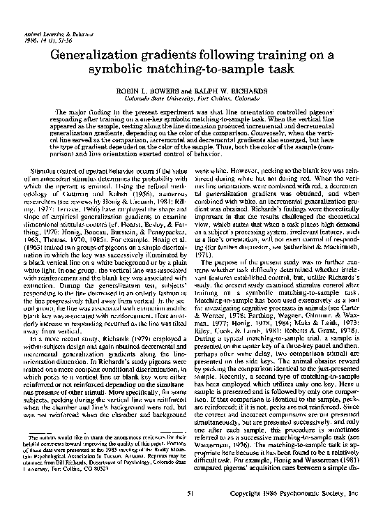 (PDF) Generalization gradients following training on a symbolic ...